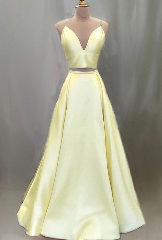 Simple Two Piece Yellow Prom Dresses M1230 on Luulla