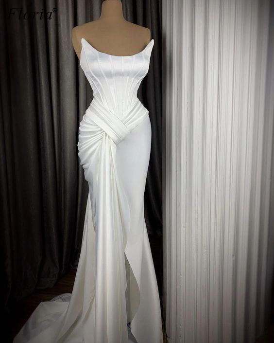 White Elegant Evening Dresses Long Formal Celebrity Dresses Evening ...