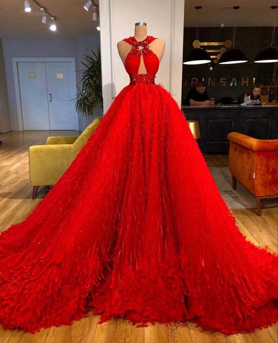 Unique A-line Red Prom Dress ,handmade Long Evening Dress M2005 on Luulla