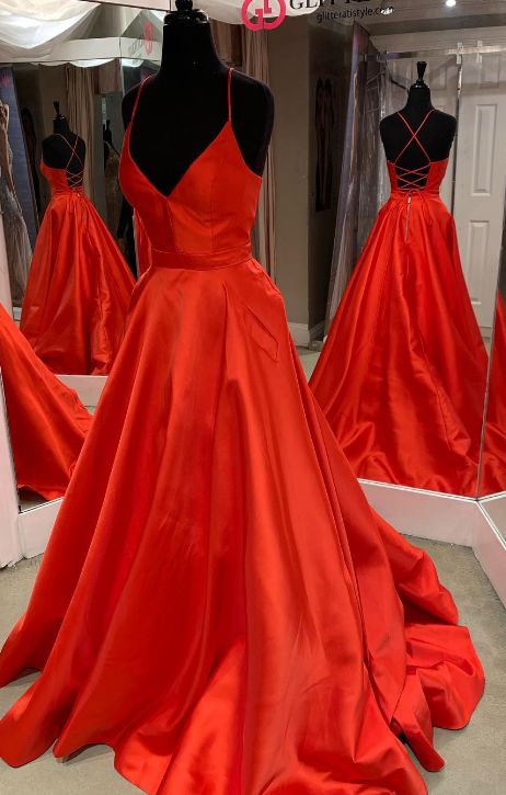 Simple Strappy Red Long Prom Dress M2058 on Luulla