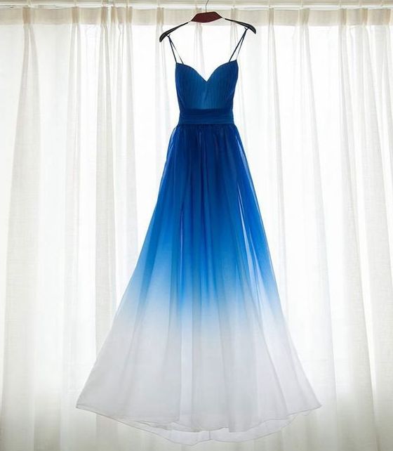 Elegant Spaghetti Blue Gradient Prom Dress,chiffon Prom Dress M2172 on ...