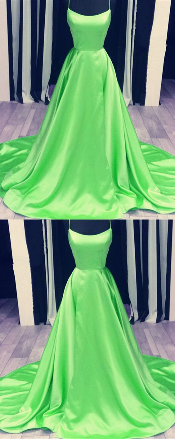 Green Prom Dress Long Satin Split Evening Gown M2580 on Luulla