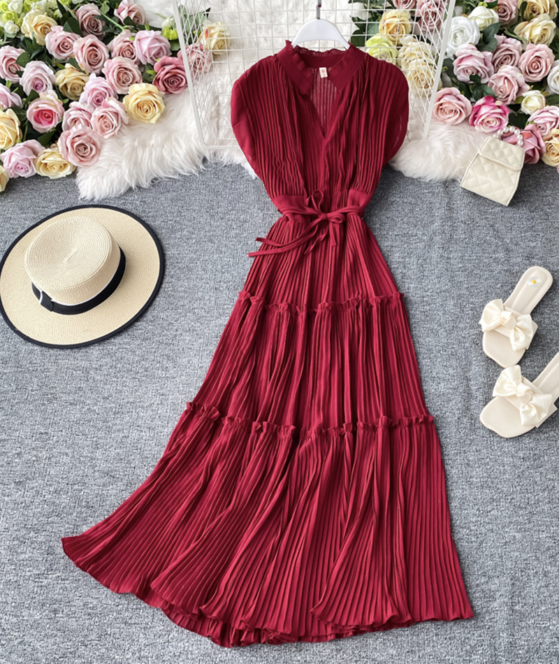 Simple V-neck Dress Sleeveless Dress on Luulla