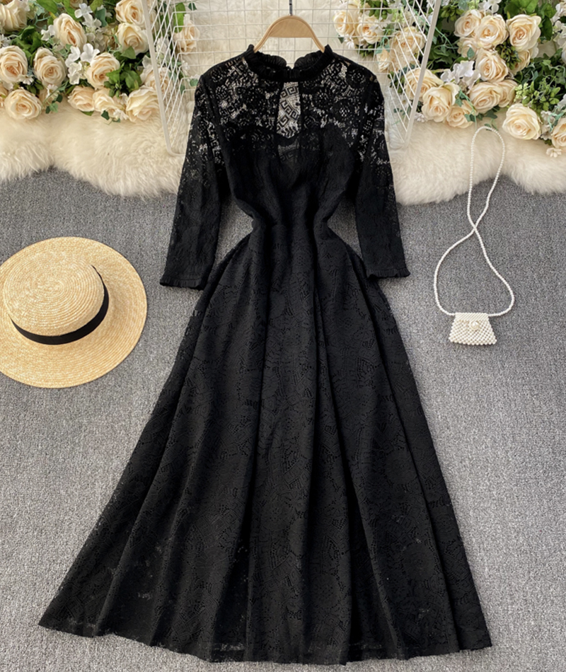 A Line Lace Long Dress Simple Dress on Luulla