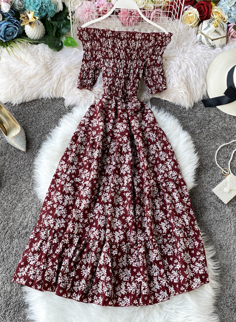 A Line Floral Slim Dress Summer Dress on Luulla