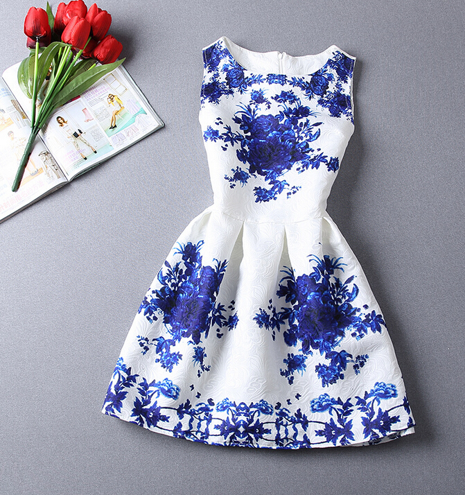 Vintage Porcelain-inspired Sleeveless Dress on Luulla