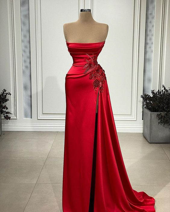 Red Satin Prom Dresses Evening Gowns on Luulla