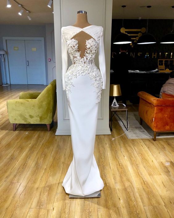 Long Sleeve Lace Evening Gowns Pageant Dress on Luulla