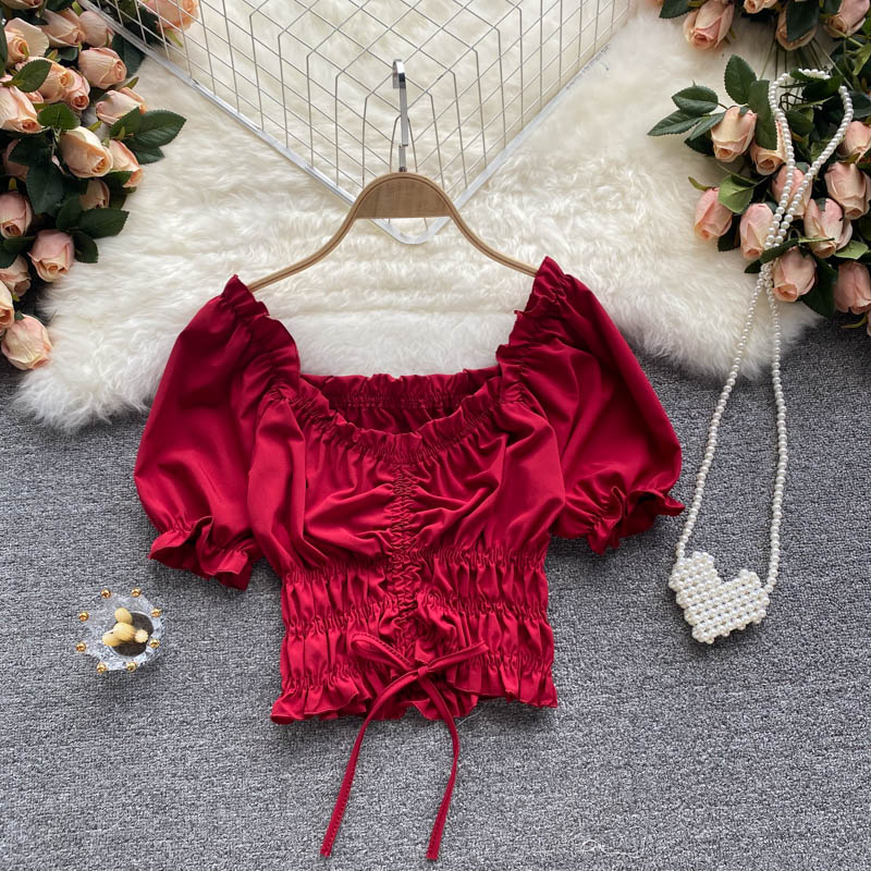 Cute Short Sleeve Crop Tops on Luulla