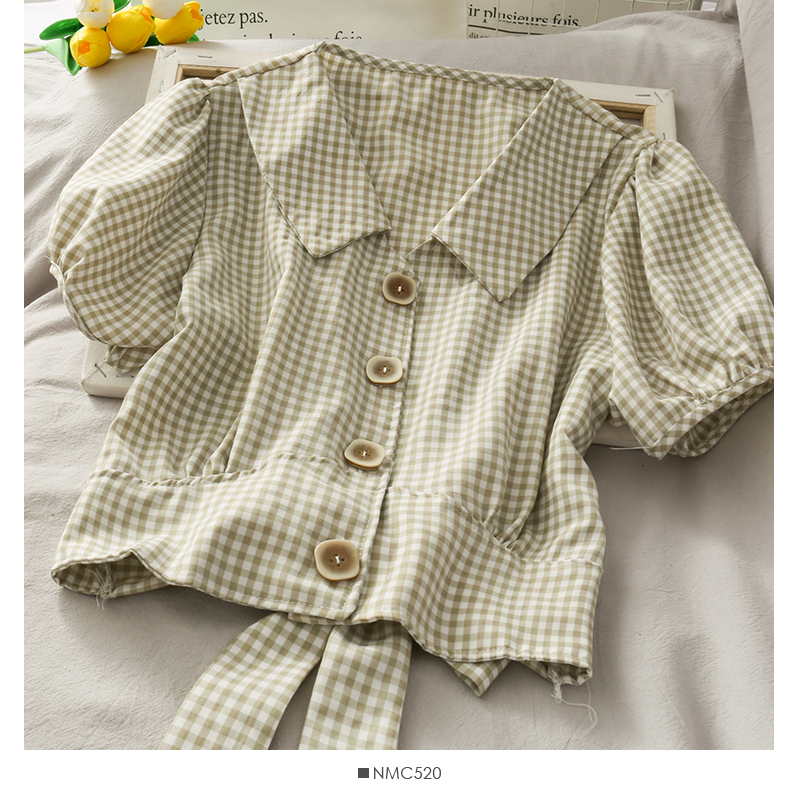 Cute Plaid Short Sleeve Top on Luulla