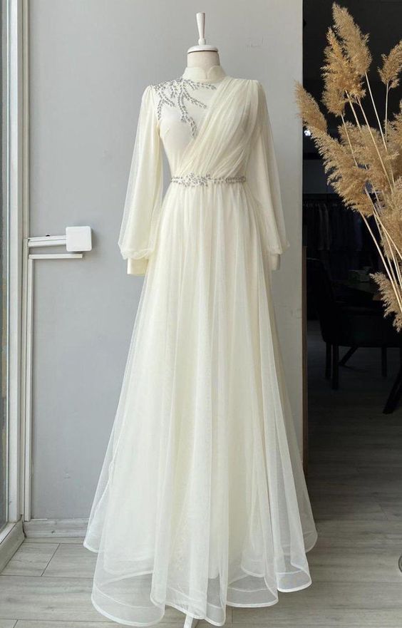 Elegant Custom Made Prom Dress With Long Sleeves on Luulla
